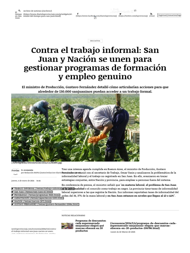 Contra el trabajo informal_ San Juan y Nación se unen para gestionar ...