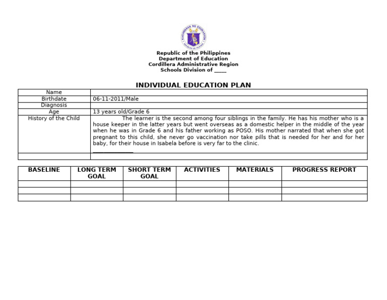Individual Education Plan | PDF