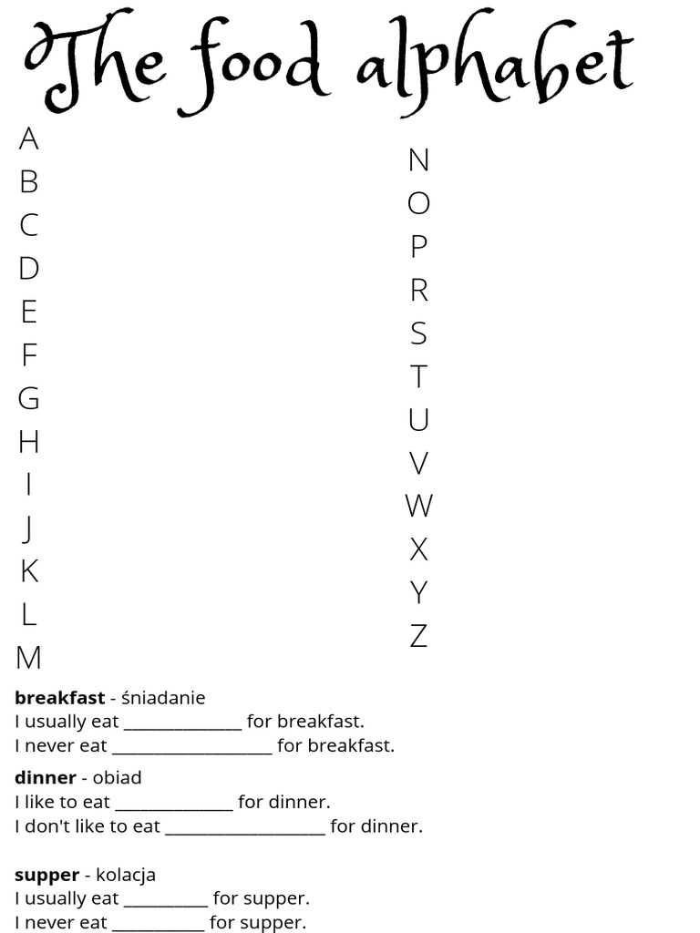 Food Alphabet and Meal Preferences | PDF