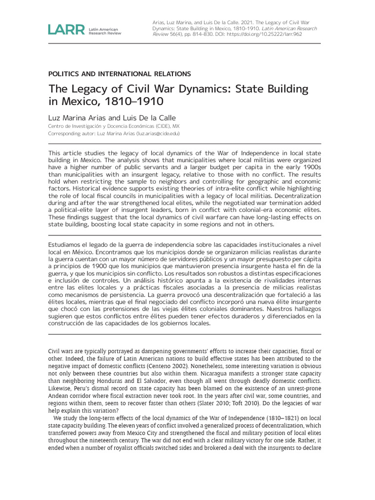 The Legacy of Civil War Dynamics State Building in | PDF | Errors And ...
