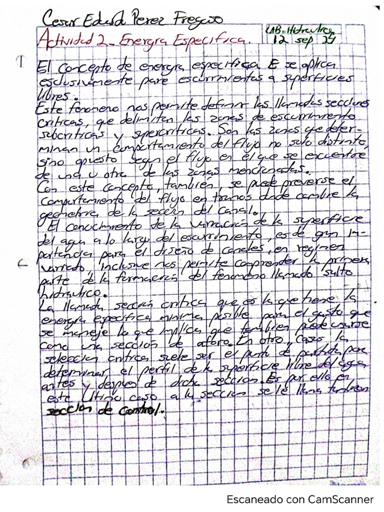 Act2 - Energia Especifica - Hidraulica1 - Cepf | PDF