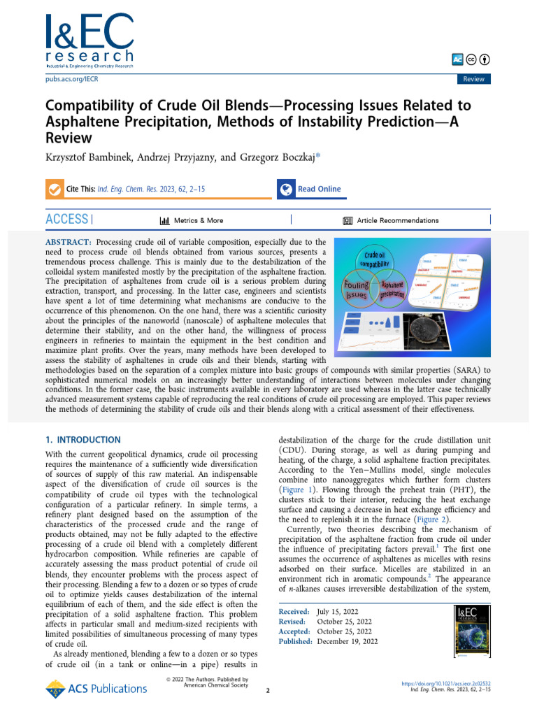 Crude Oil Blends: Asphaltene Stability Review | PDF | Petroleum | Elution