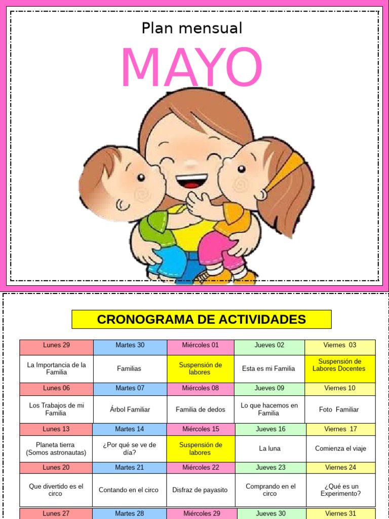 Plan Mensual Mayo 2024-2025-26 | PDF | Educación de la primera infancia ...