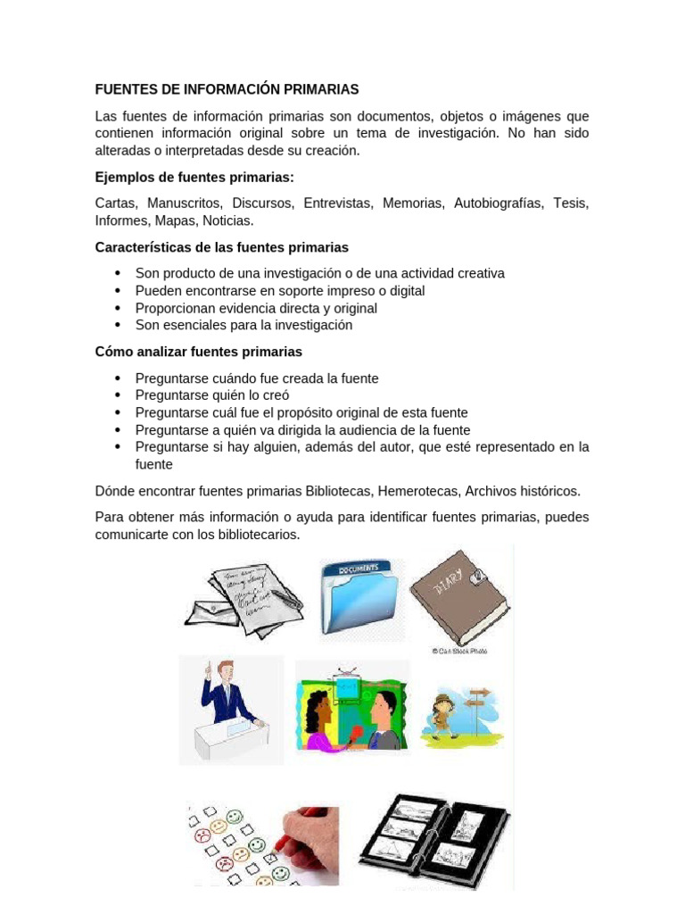 Fuentes de Información Primarias: Guía Esencial | PDF