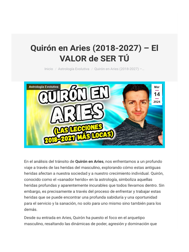 Quirón en Aries (2018-2027) - El VALOR de SER TÚ - Fernando Ángel ...
