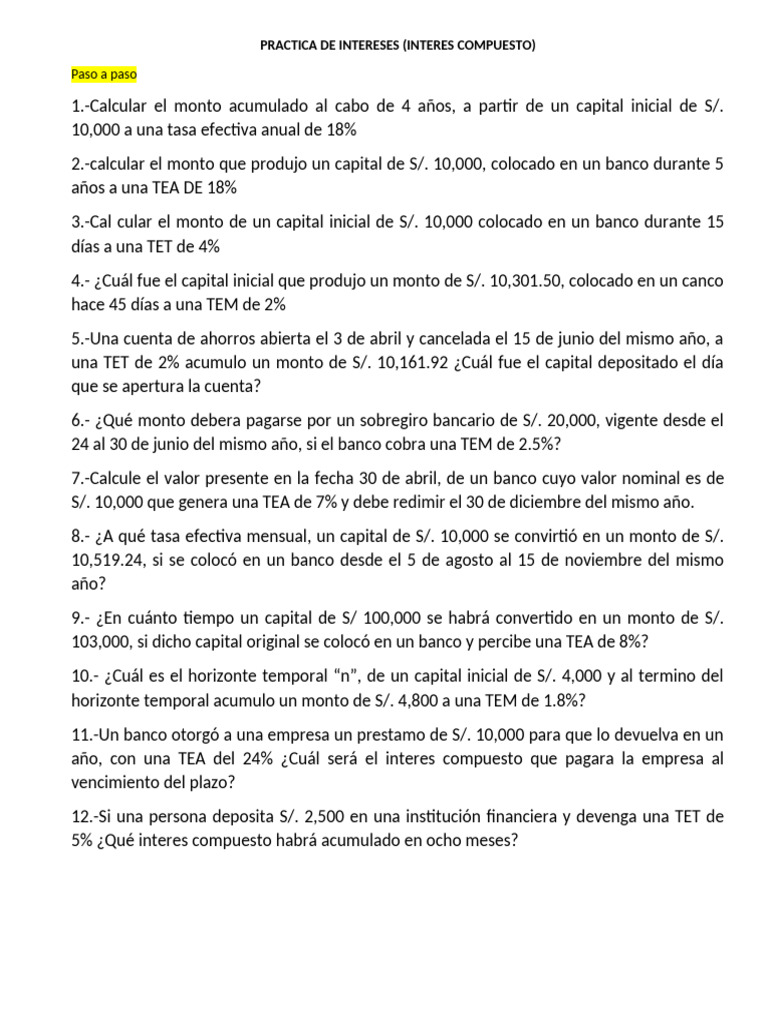 Practica de Intereses | PDF