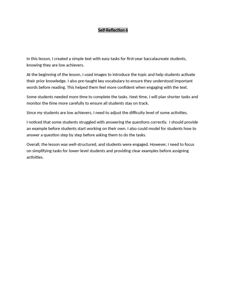 Self Reflection | PDF