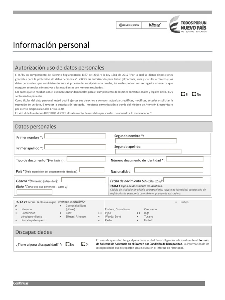 Información Personal y Académica para Examen | PDF