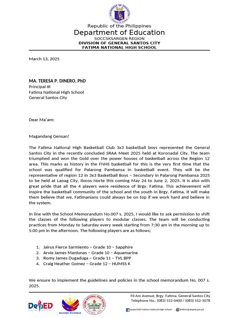 FNHS Letterheader and Footer 2025 | PDF | Philippines