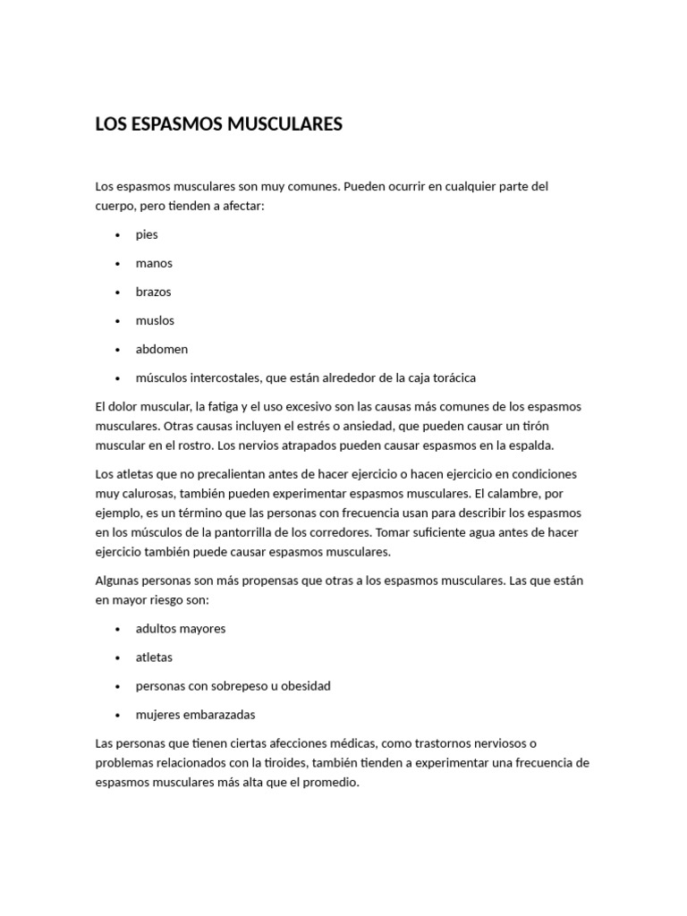 Los Espasmos Musculares | PDF | Enfermedades y trastornos ...