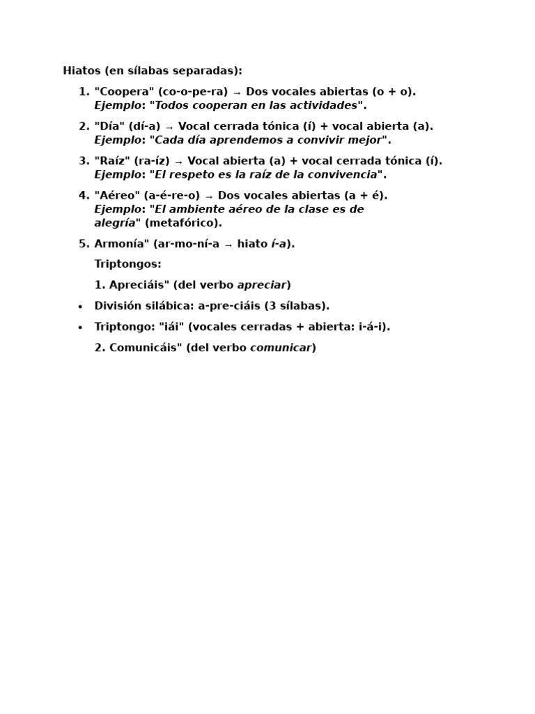 Hiatos y triptongos en español | PDF