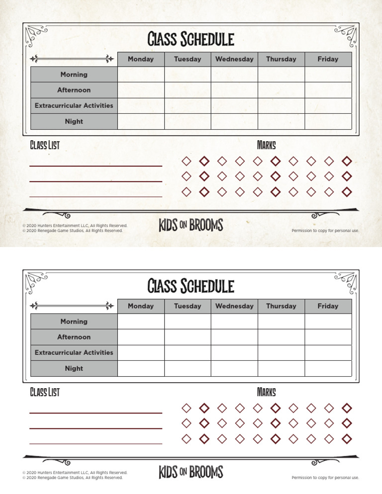 Kids on Brooms Class Schedule | PDF