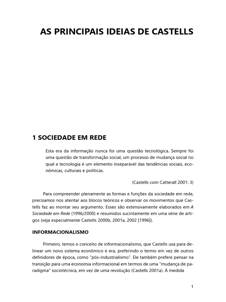 As Principais Ideias de Castells | PDF | Economia | Tempo