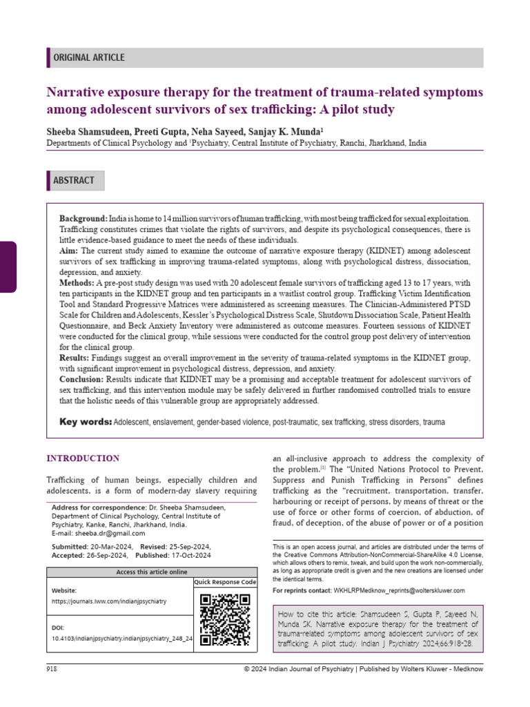 Narrative Exposure Therapy For The Treatment Of.7 | PDF | Psychological ...