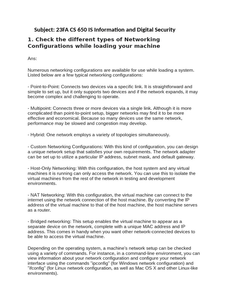 Informantion and Digital Security Assignment 4 | PDF | Computer Network | Ip Address