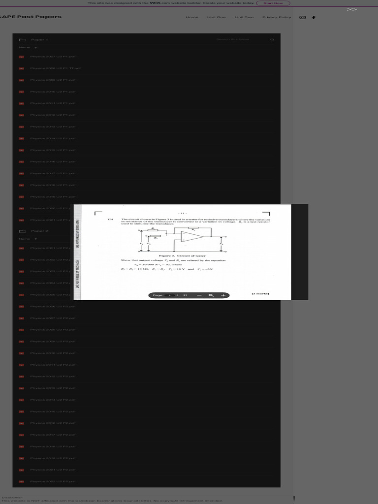 Physics Unit 2 CAPE Past Papers | PDF
