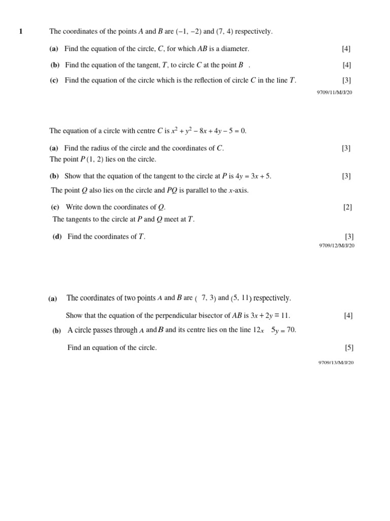 C3 coordinate geometry with circles qp | PDF | Circle | Tangent