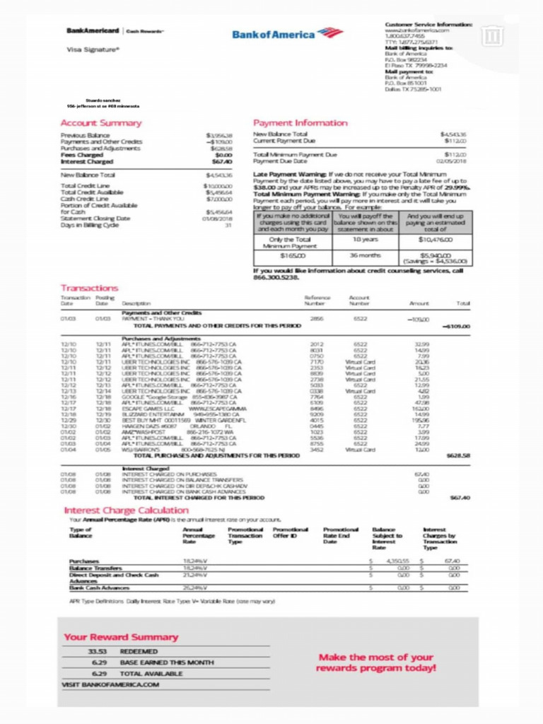 Bank of America Statement File | PDF