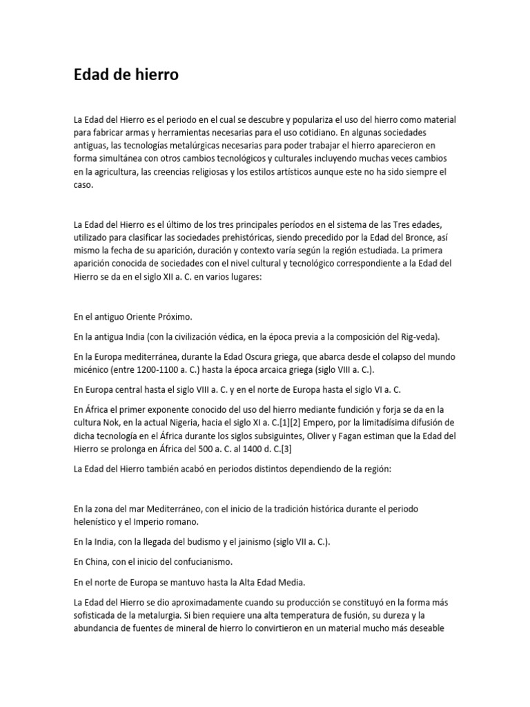 Características de la Edad del Hierro | PDF
