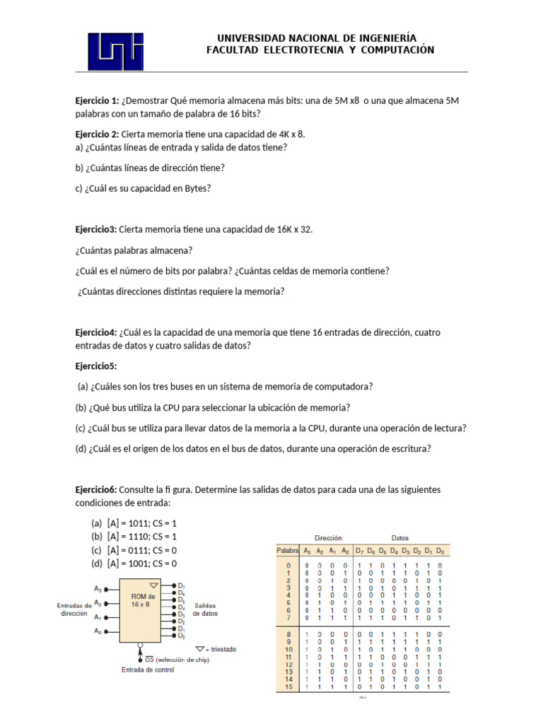 Ejercicio 1: Ejercicio 2:: Universidad Nacional de Ingeniería Facultad Electrotecnia Y ...