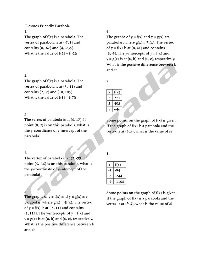 Desmos Friendly Parabola | PDF | Combinatorics | Mathematical Concepts