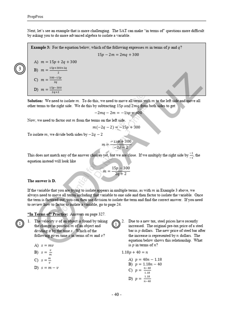 Isolating Quantities For Asadbek | PDF | Algebra | Mathematics
