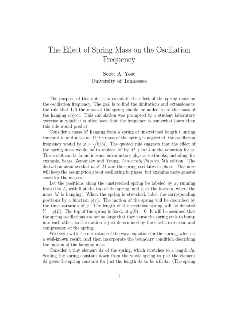 Spring Mass Effect | PDF | Tension (Physics) | Waves