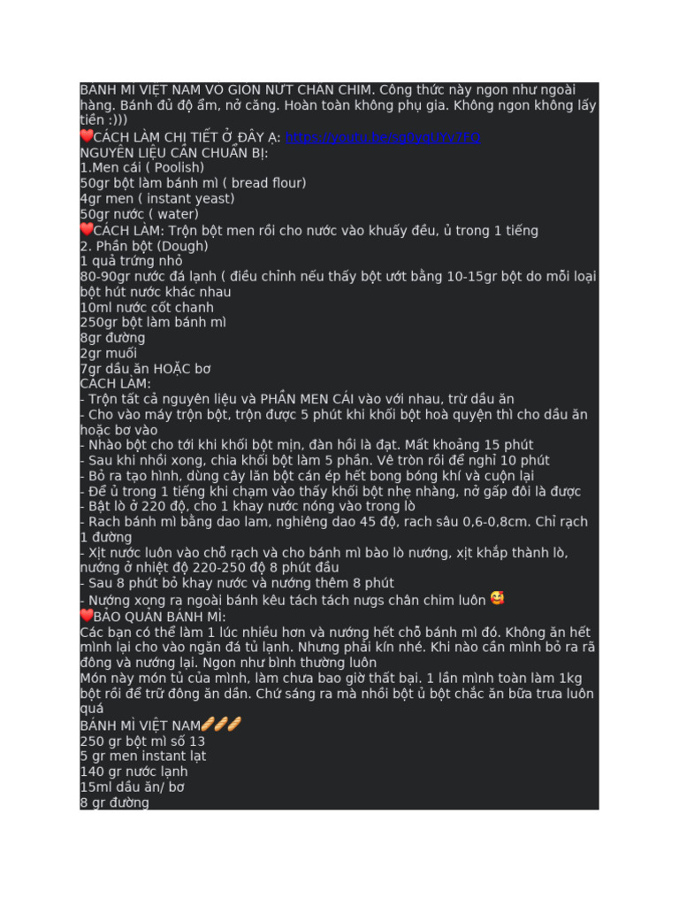 BÁNH MÌ VIỆT NAM VỎ GIÒN NỨT CHÂN CHIM | PDF