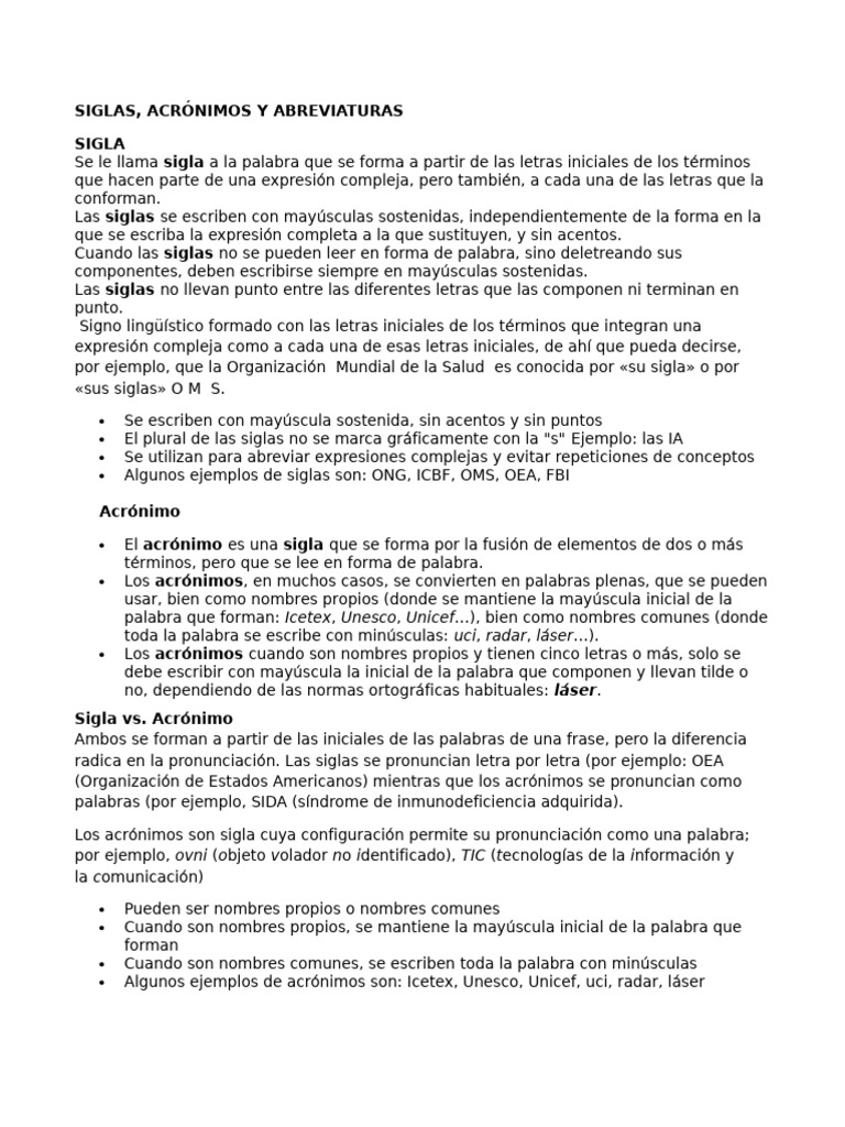 Ejemplos de Siglas y Acrónimos | PDF