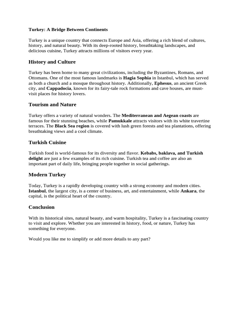 Turkey Essay | PDF