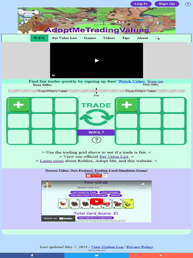 Roblox Adopt Me Trading Values - Win Fair Lose WFL | PDF
