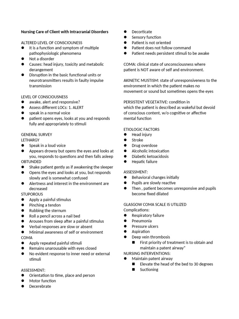 Nursing Care of Client with Intracranial Disorders | PDF | Headache ...