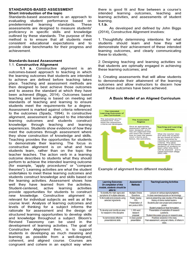 Standards-Based Assessment Overview | PDF | Educational Assessment ...