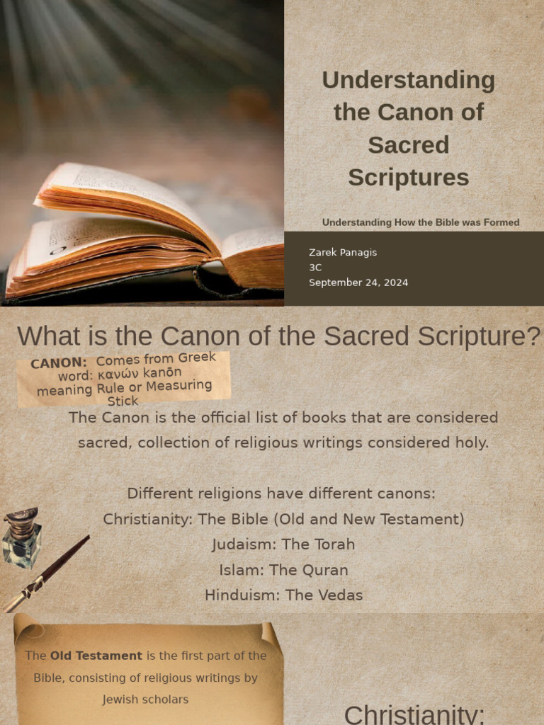Understanding The Canon of Sacred Scripture - Zarek Panagis 3C | PDF ...