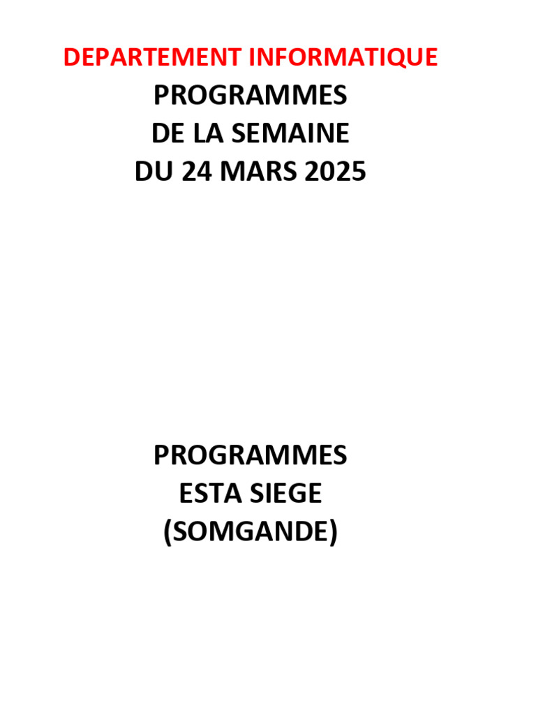 ESTA-EDT DE LA SEMAINE DU 24 Mars 2025 - Info | PDF | Informatique | Technologies de l ...