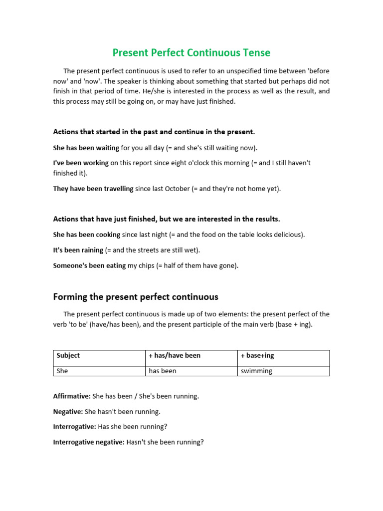 Lesson A - Present Perfect Continuous Tense | PDF | Linguistic ...