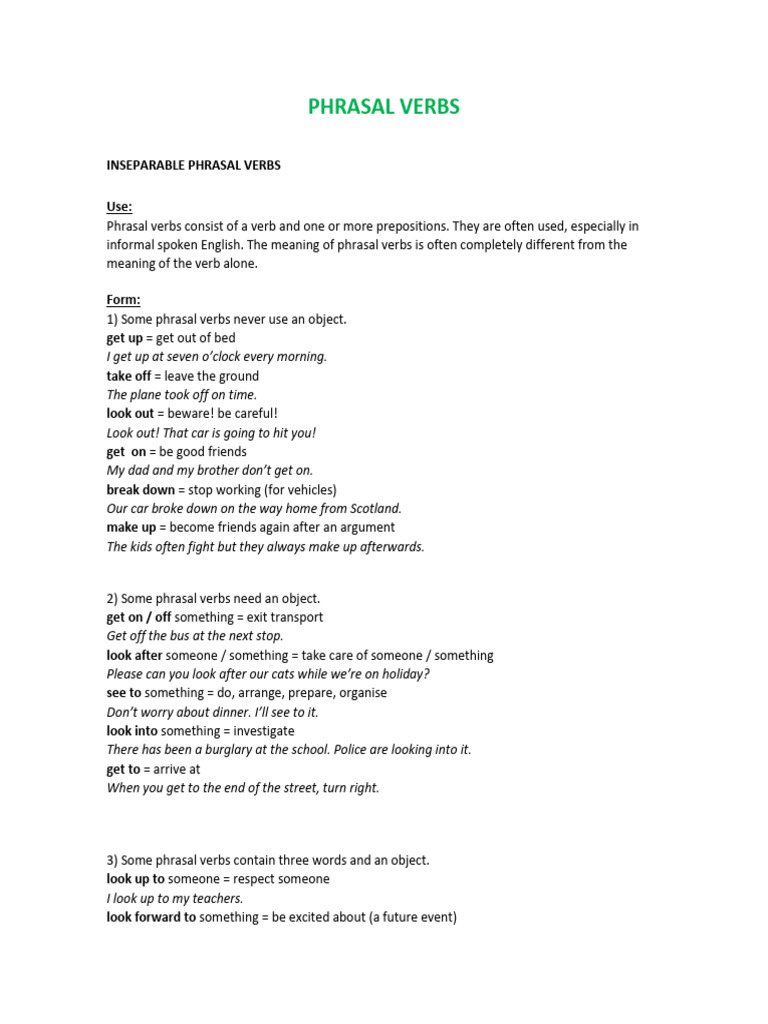 Understanding Phrasal Verbs | PDF | Object (Grammar) | Verb