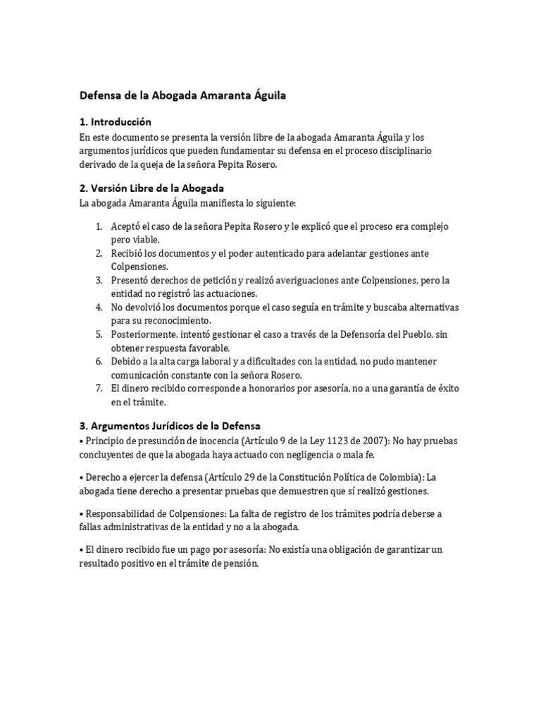 Defensa Abogada Amaranta | PDF