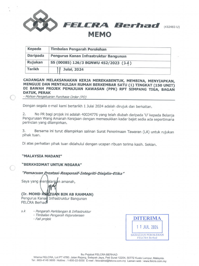 Memo Mohon PO Ke Perolehan | PDF