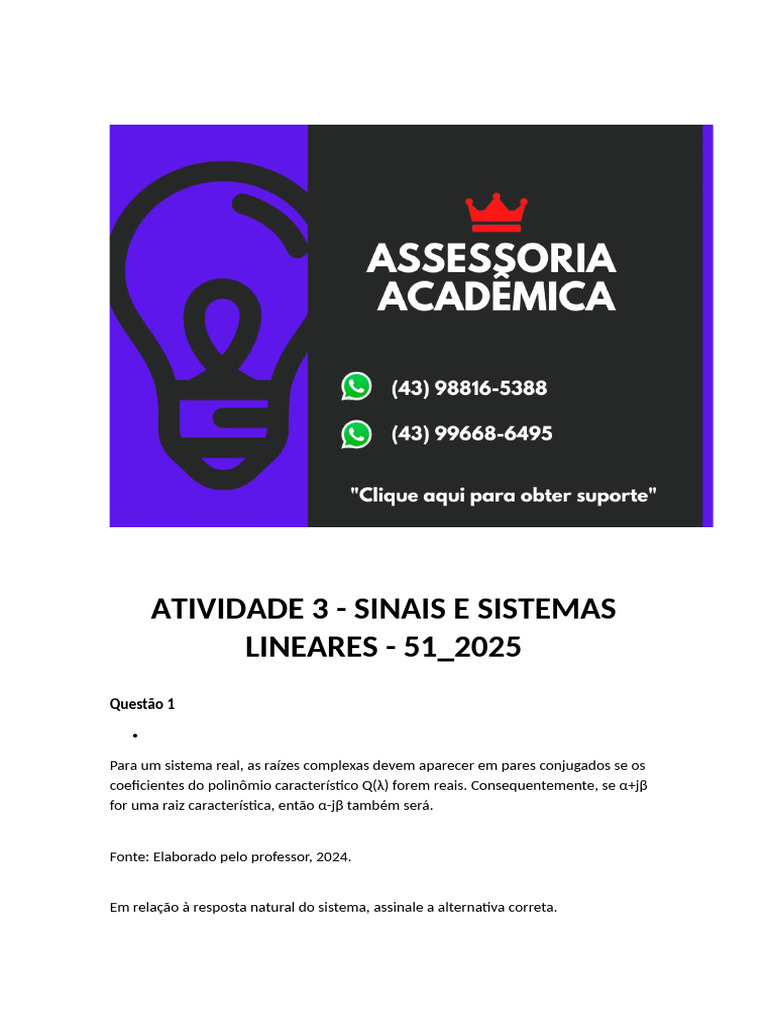 Análise de Sinais e Sistemas Lineares | PDF | Tempo | Transformada de ...