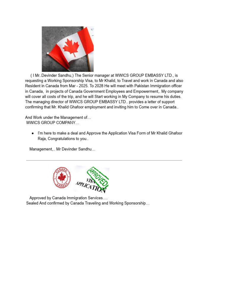 Cover Letter for Canada VISITOR visa | PDF