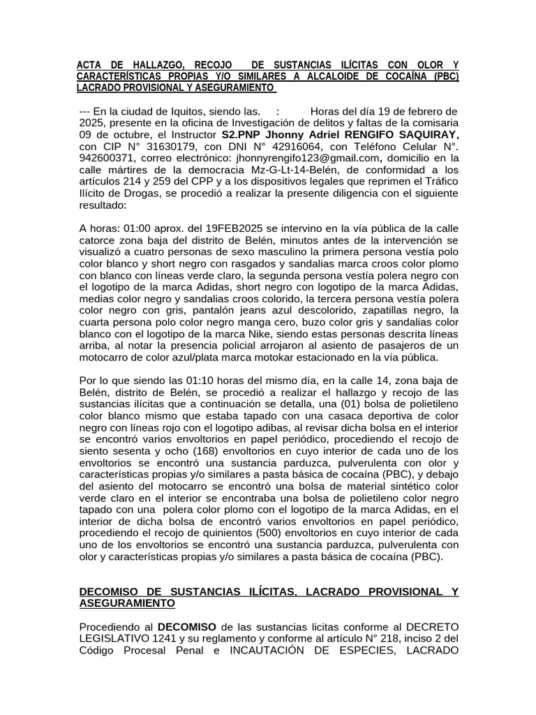 Acta de Hallazgo | PDF