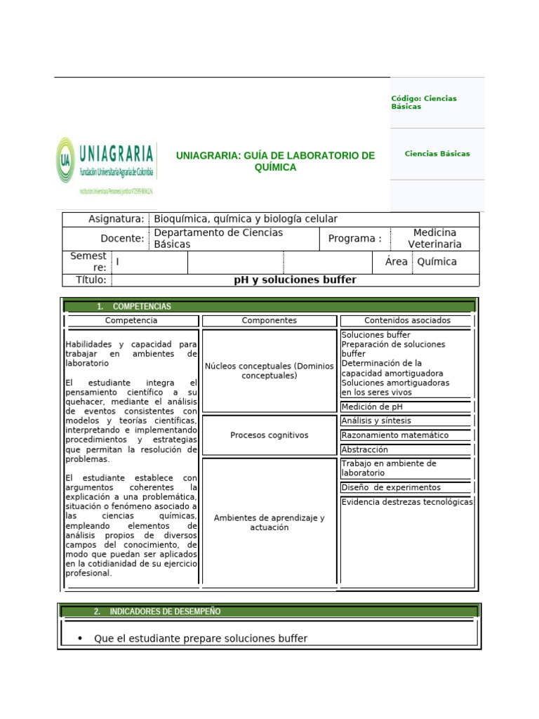 Guía de Laboratorio 4. PH y Soluciones Amortiguadoras | PDF | Solución tampón | Ph