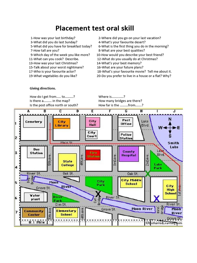 Oral Skills Placement Test Questions | PDF