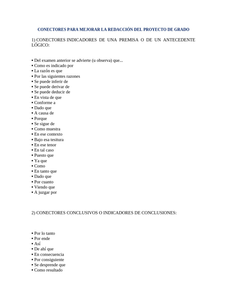 Conectores para Mejorar La Redaccion | PDF | Inferencia | Epistemología
