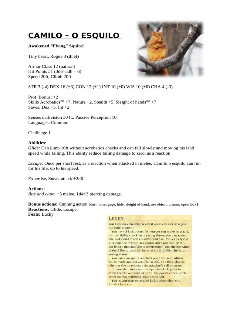 CR01 - Awakened Squirel - Camilo o Esquilo Rog3 | PDF