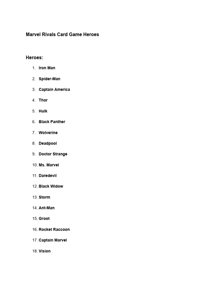 Marvel Rivals Pdf