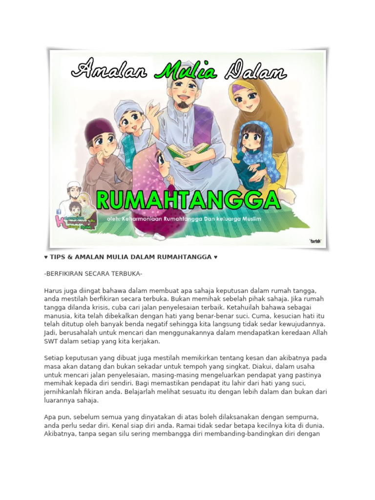 Tips & Amalan Mulia Dalam Rumahtangga | PDF