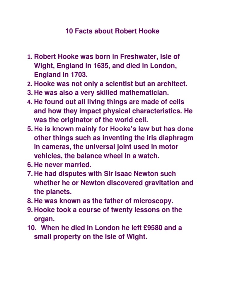 10 Facts About Robert Hooke | PDF | Physics | Natural Philosophy