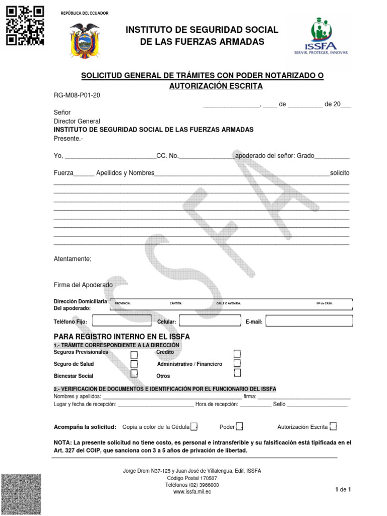 Solicitud General ISSFA | PDF